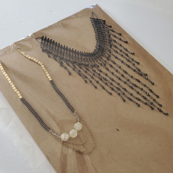 Icing | Jewelry | Necklace Bundle Of 2 Choker Tassel Bib Beaded Fringe ...